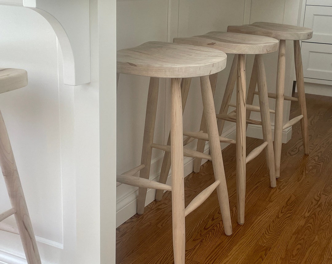 Amish Mennonites Handcrafted Maple Comfy Seat Kitchen Bar Stool Kit DIY ...