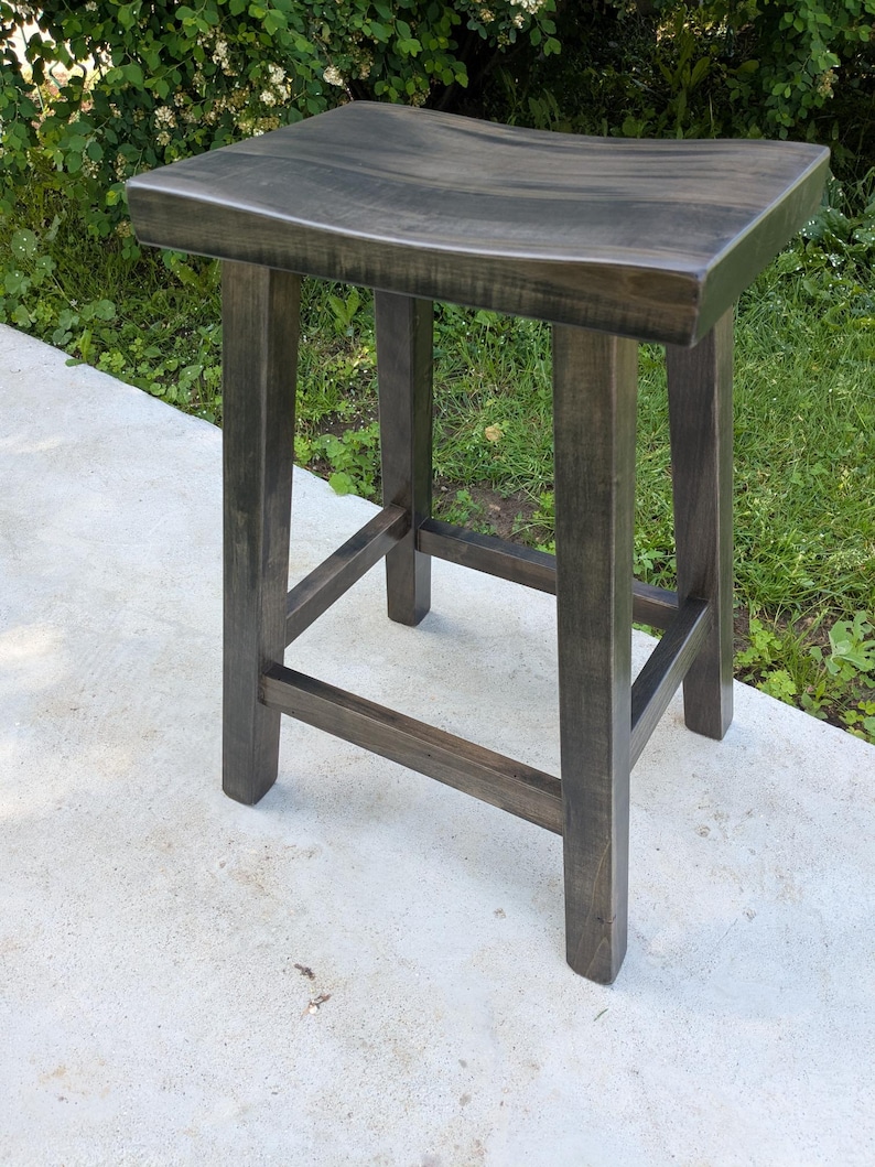 30" Fully Assembled Maple Counter Saddle Bar Stool - Etsy