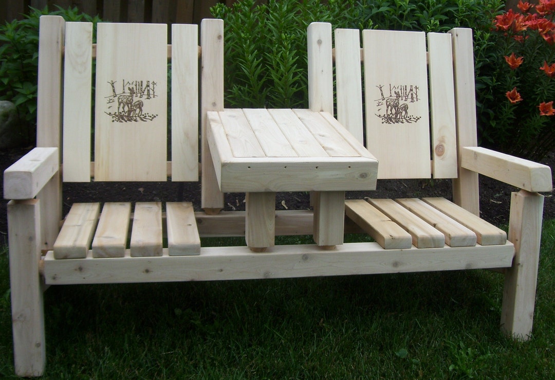 Mennonite Handmade Cedar Log Bench With Center Table Kit - Etsy