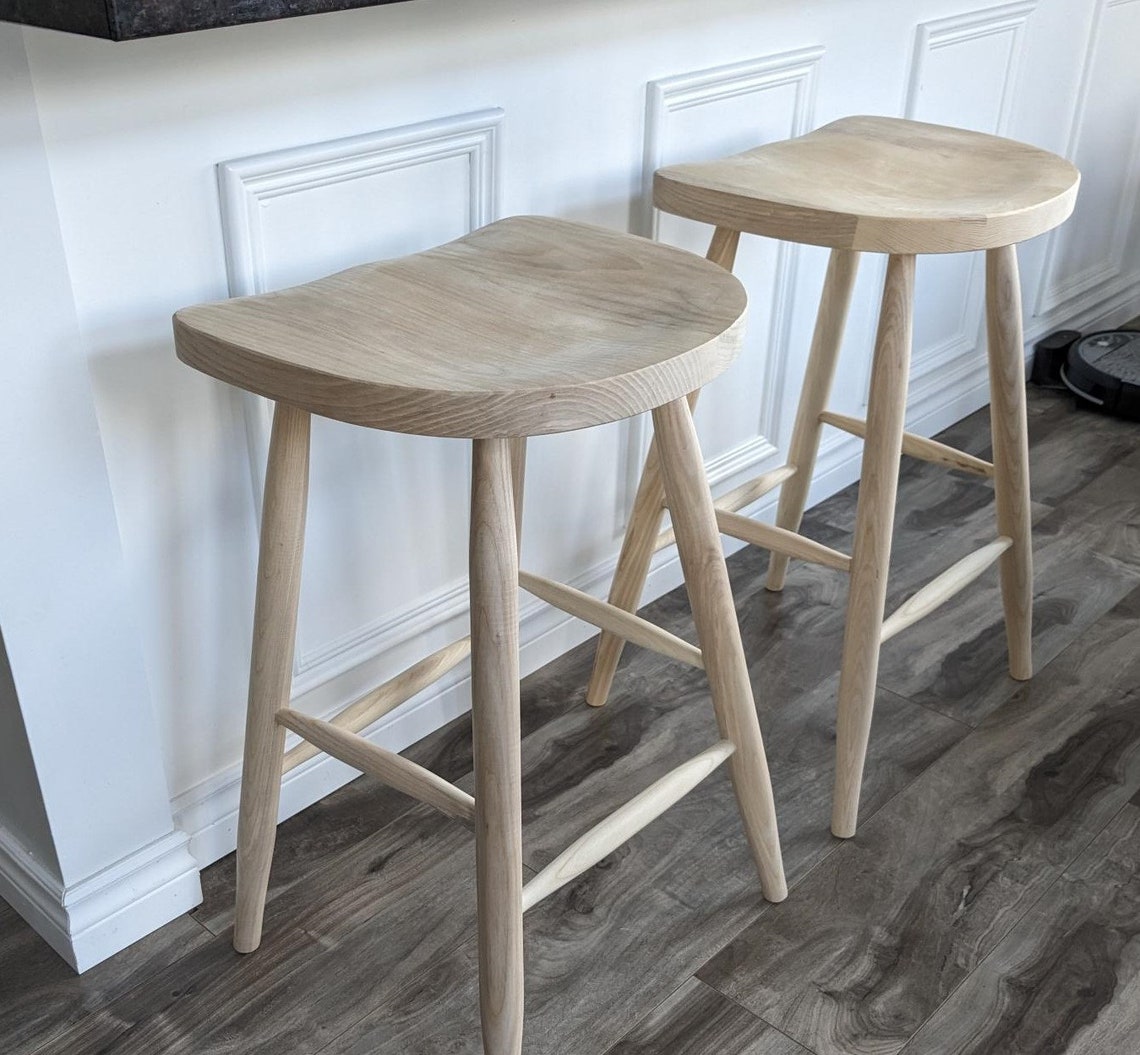 Amish Handcrafted Ash Comfy Seat Kitchen Counter Bar Stool Kit DIY ...