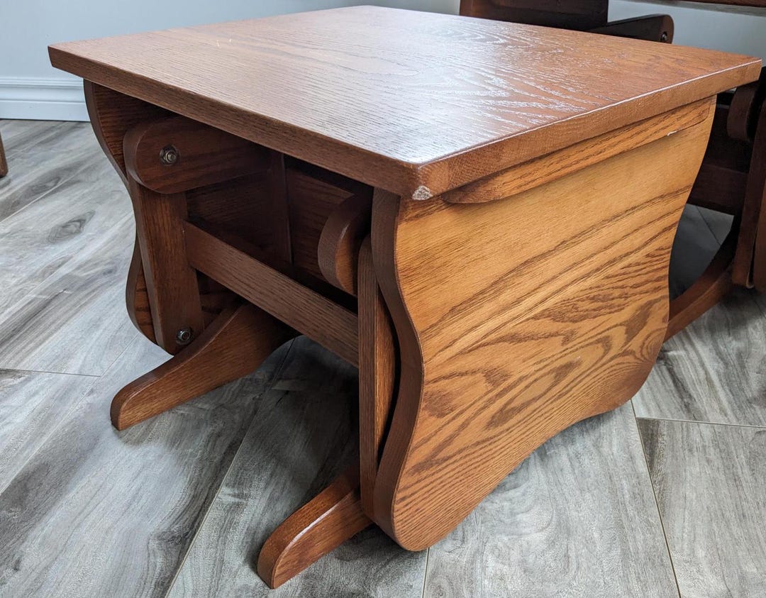 Fully Assembled Red Oak Gliding Ottoman Foot Stool - With Stain Finish ...