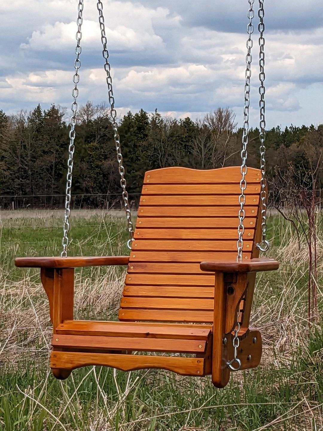 Amish Handcrafted Single Cedar Yard Tree Front Porch Hanging Swing ...