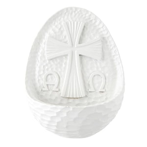 Cross Holy Water Font White Finish With Alpha Omega Symbols - Etsy