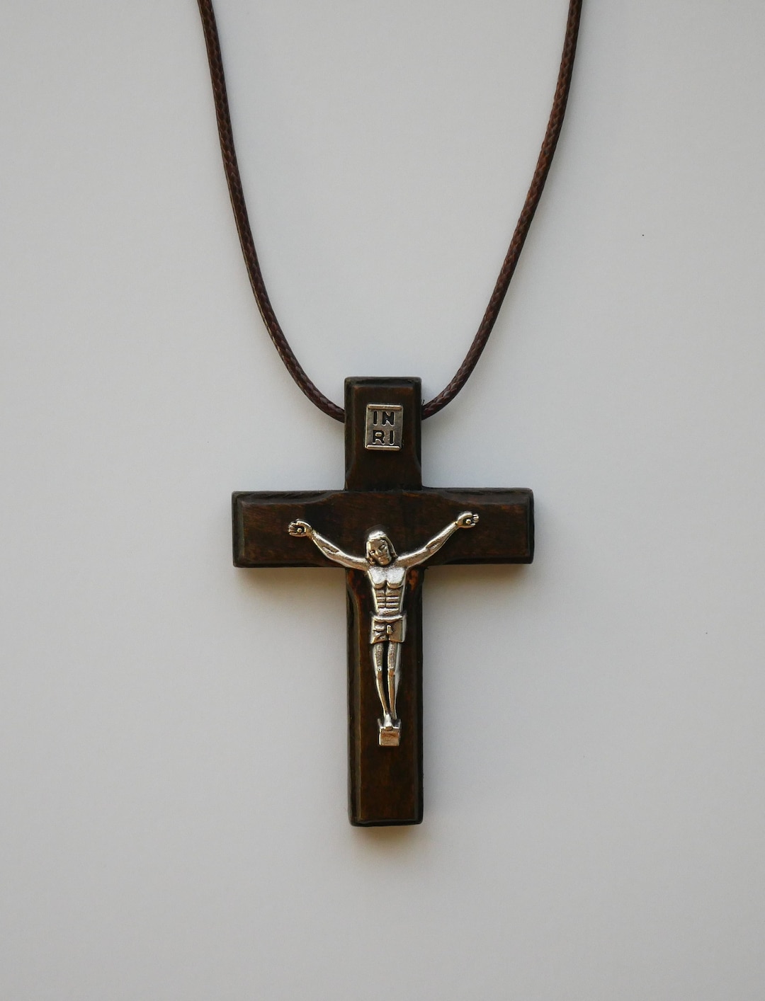 Solid Wood Crucifix Pendant With Corpus Dark Brown 2-1/4 X 1-1/2 - Etsy