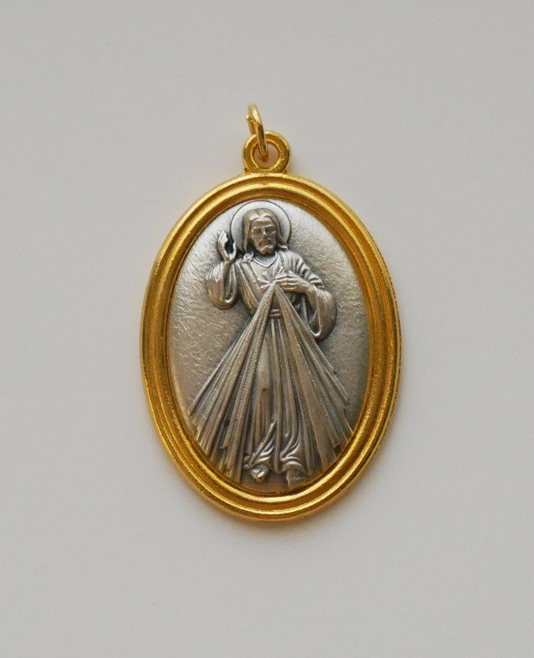 Divine Mercy 1-1/2 X 1 Gold-silver Tone Medal - Etsy