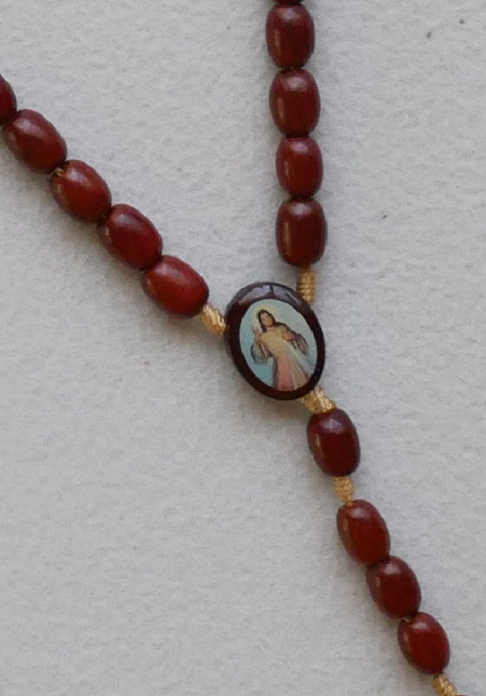 DIVINE MERCY Wood / Cord Rosary With Wood Bead Medallions - Etsy