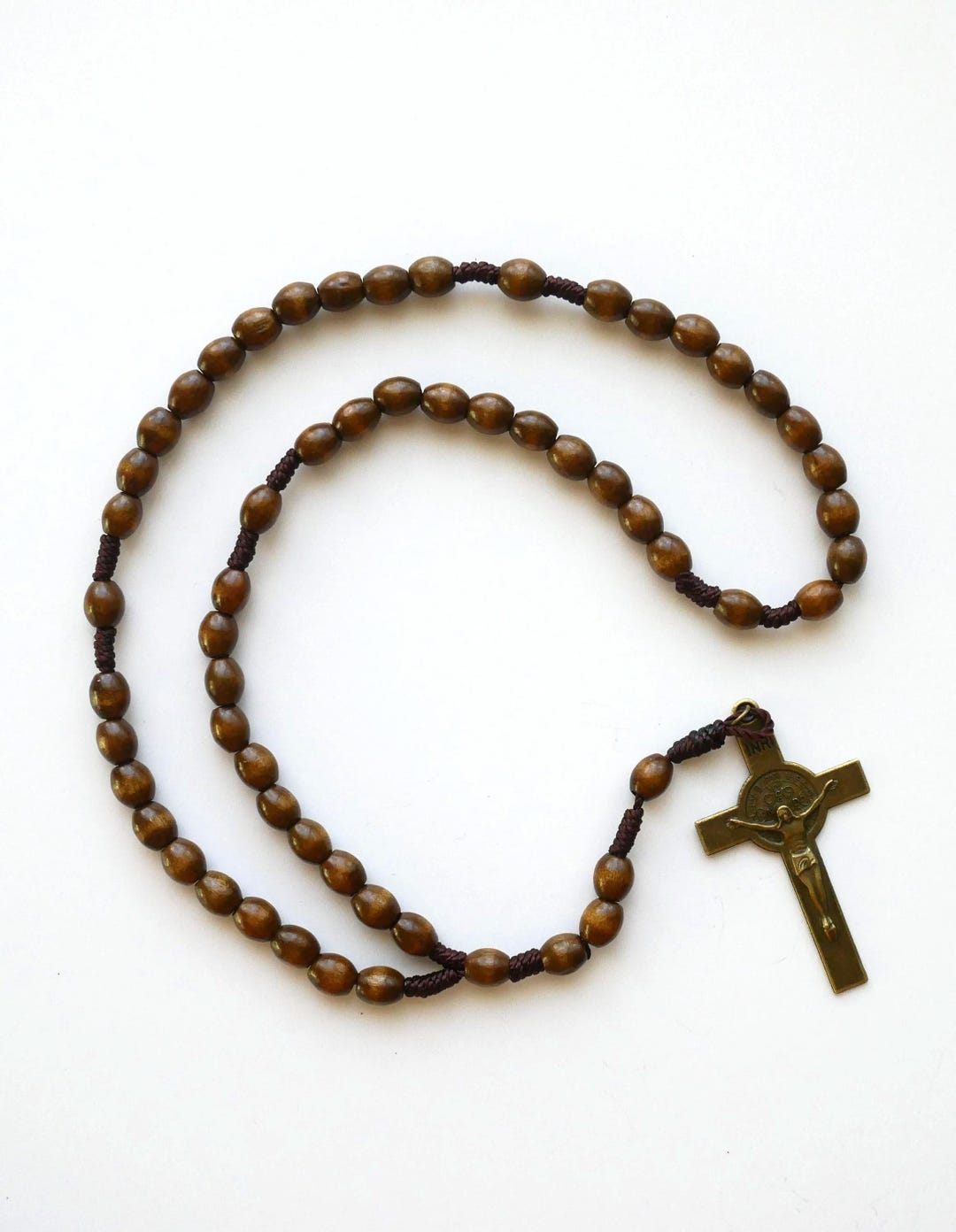 Franciscan Style Wood / Cord ROSARY With Brass Tone Crucifix Brown - Etsy