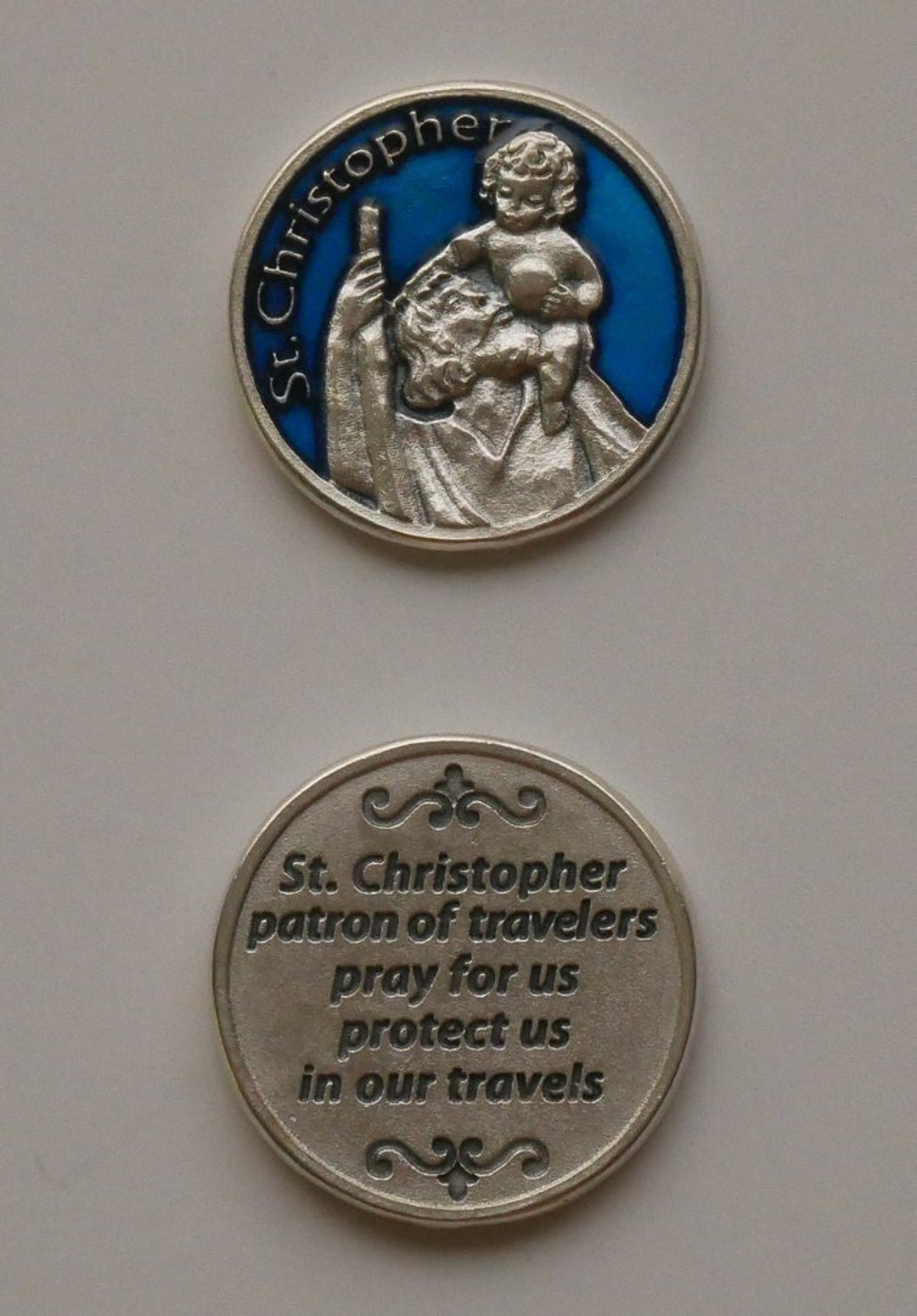 Saint Christopher Blue Pocket Token pack of 2 - Etsy