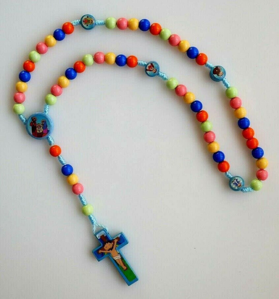 Multicolor Wood Saints Rosary for Children - Etsy