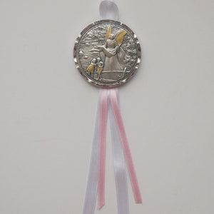 Guardian Angel Crib Medal With White and Pink Ribbons for Baby Girls - Etsy