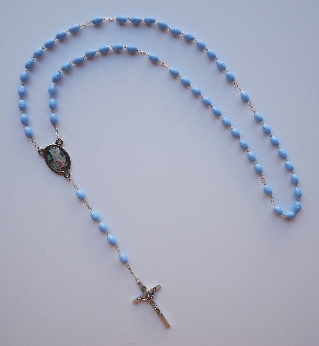 Guardian Angel Blue Rosary With Pouch Included - Etsy