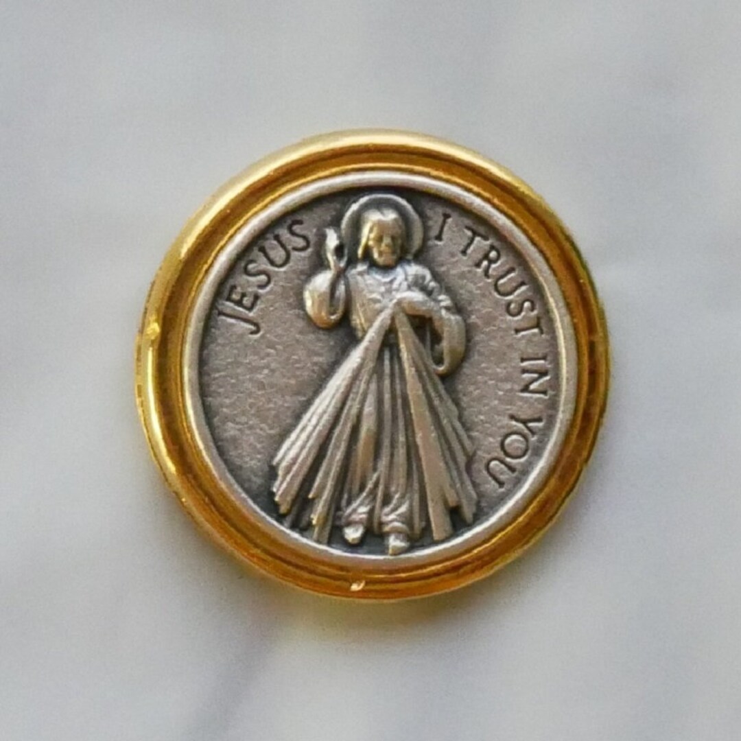 Divine Mercy Silver-gold Tone Round Lapel Pin - Etsy