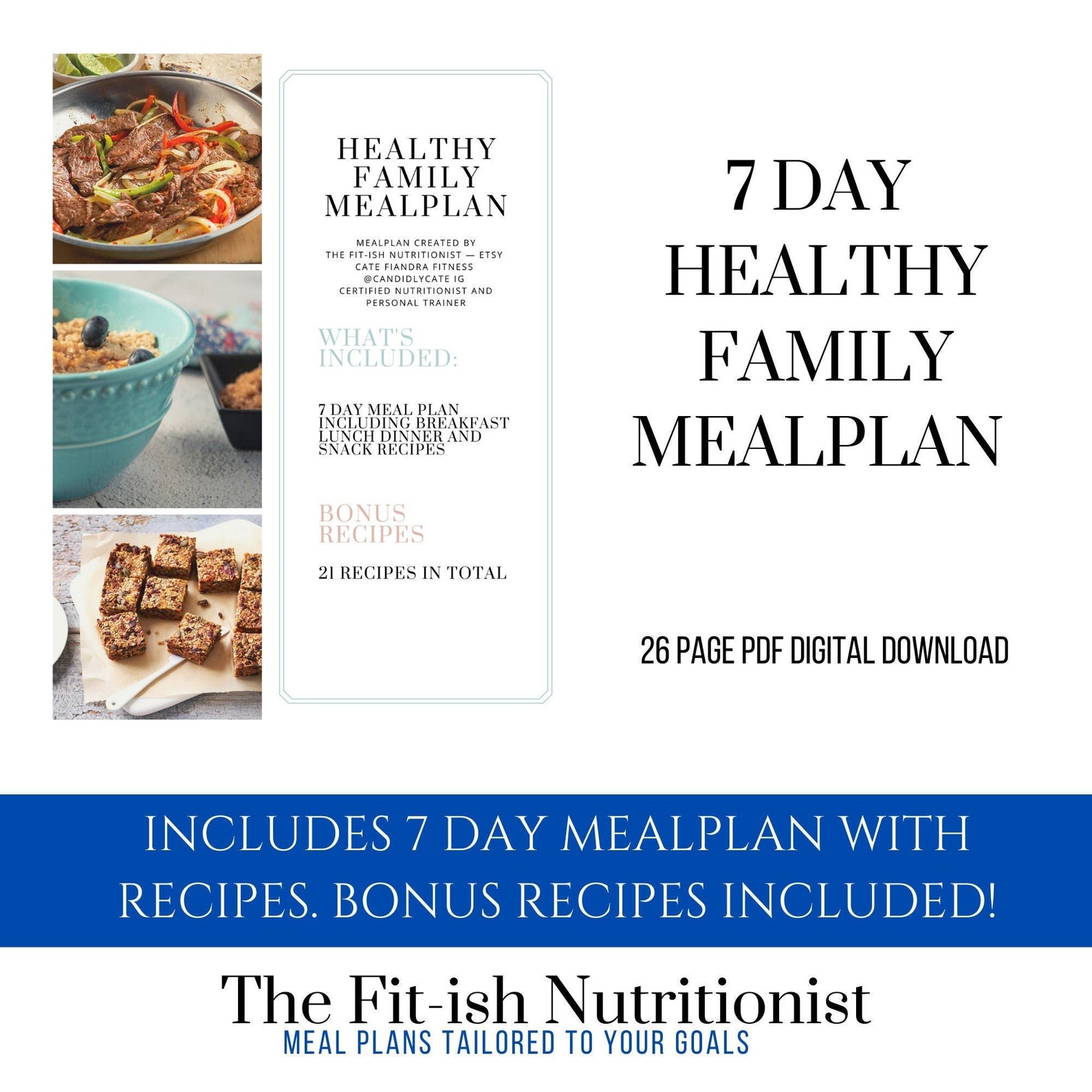 7 Day Family Meal Plan, Bonus Recipes Included, Clean Eating, Family ...