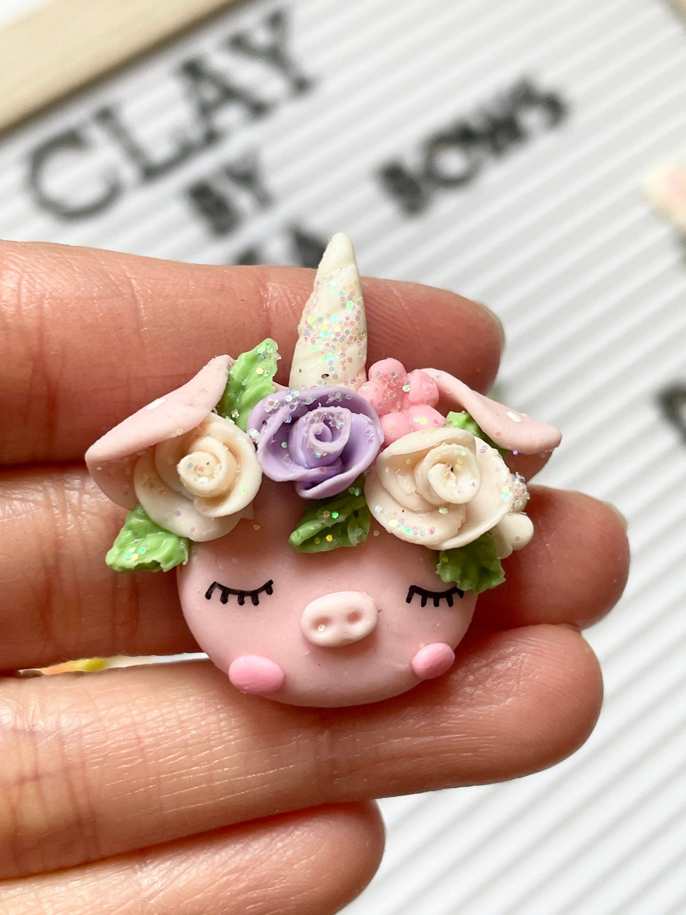 Head Animal Easter / Spring Clay for hair bow center | Etsy