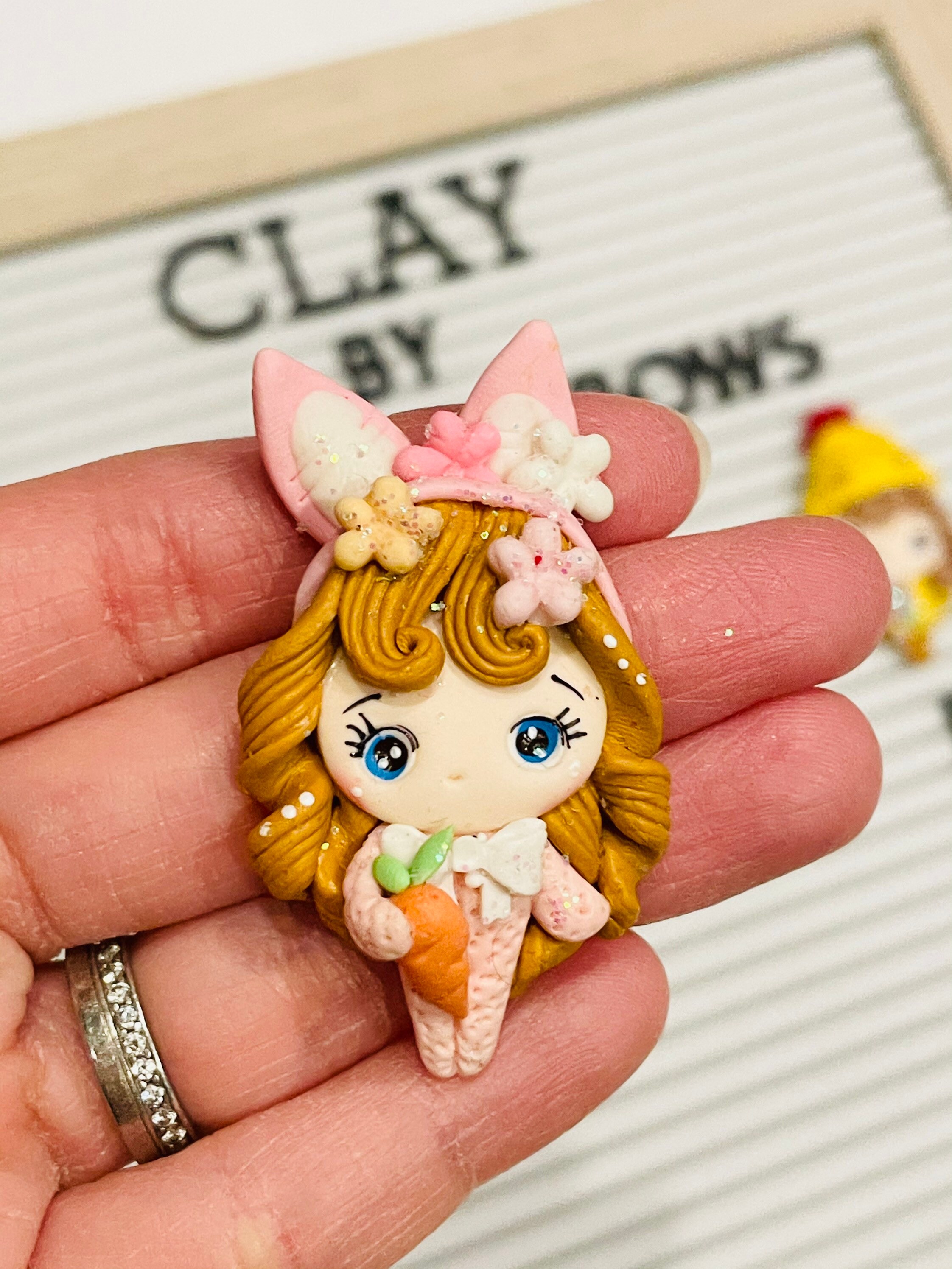 Easter Animal Girl / Spring Clay for Hair Bow Center - Etsy