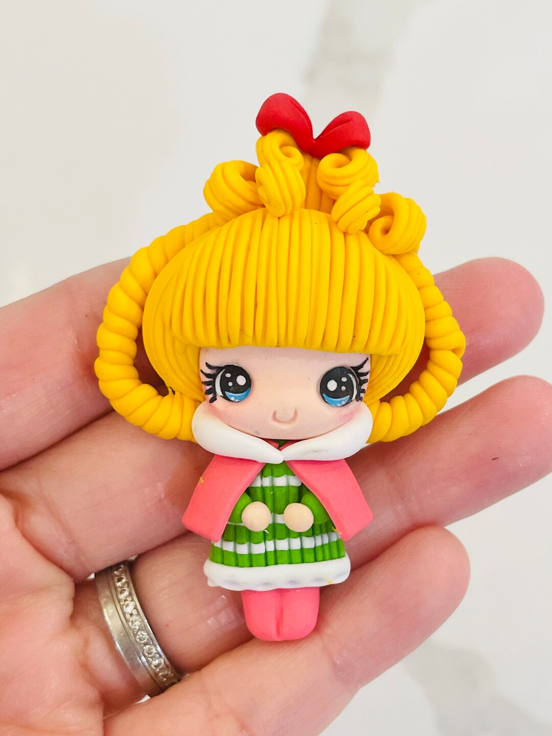 Sweet Little Girl Christmas Inspired Clay for Bow Embellishment - Etsy