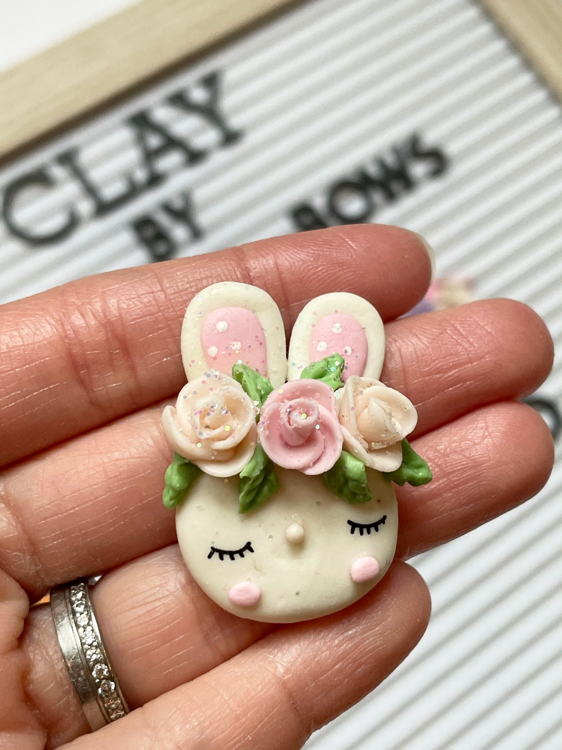 Head Animal Easter / Spring Clay for hair bow center | Etsy