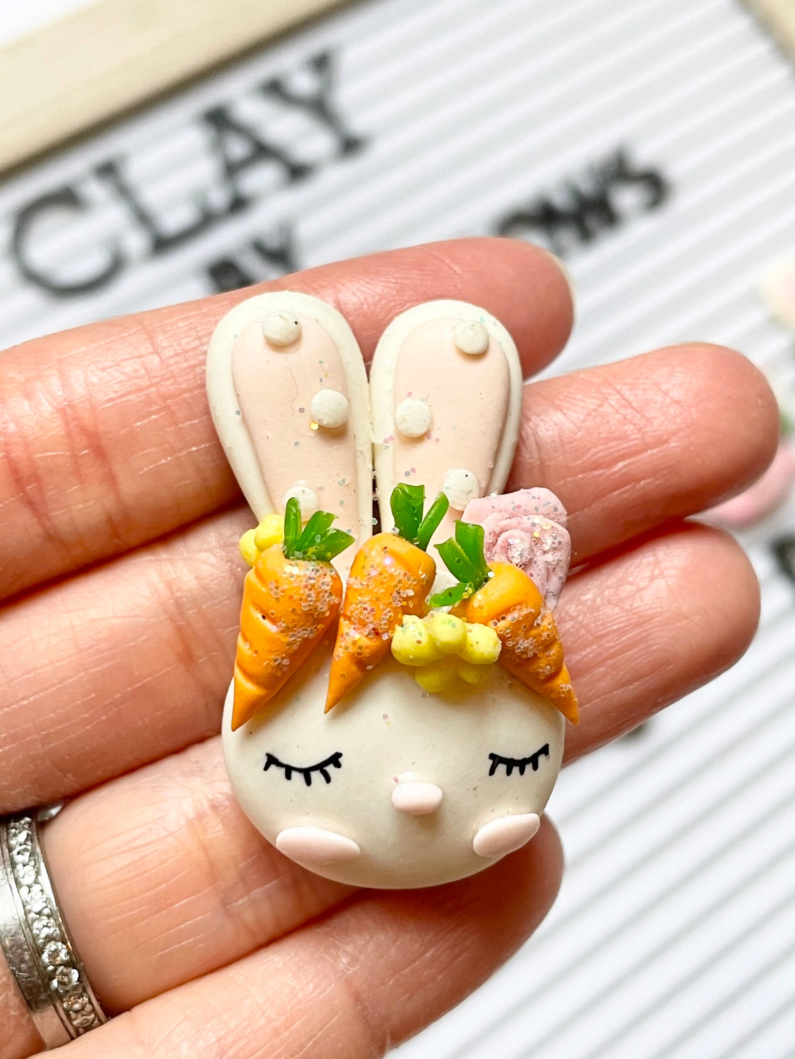 Head Animal Easter / Spring Clay for hair bow center | Etsy