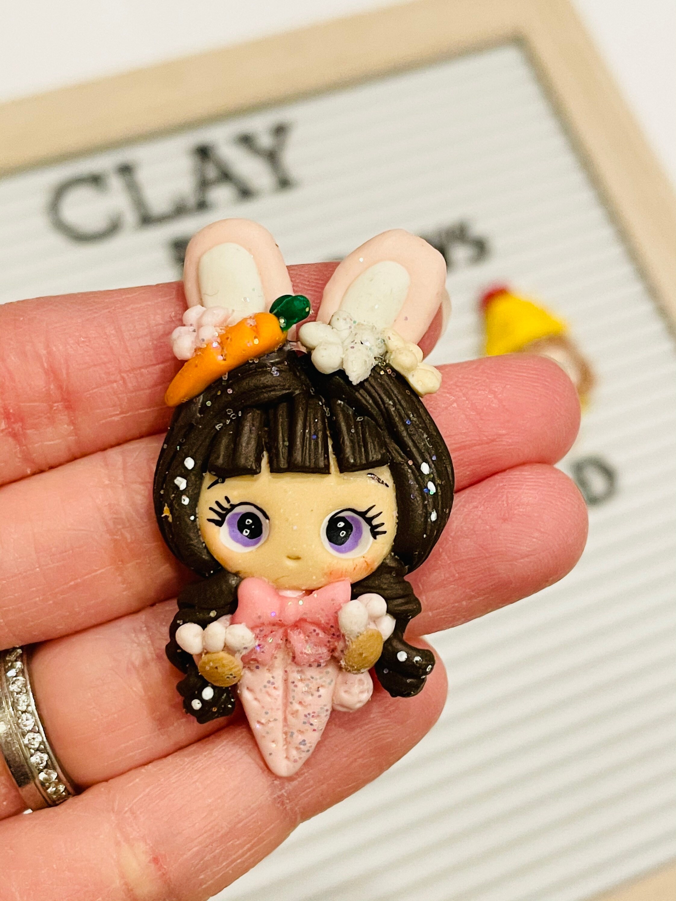Easter Animal Girl / Spring Clay for Hair Bow Center - Etsy