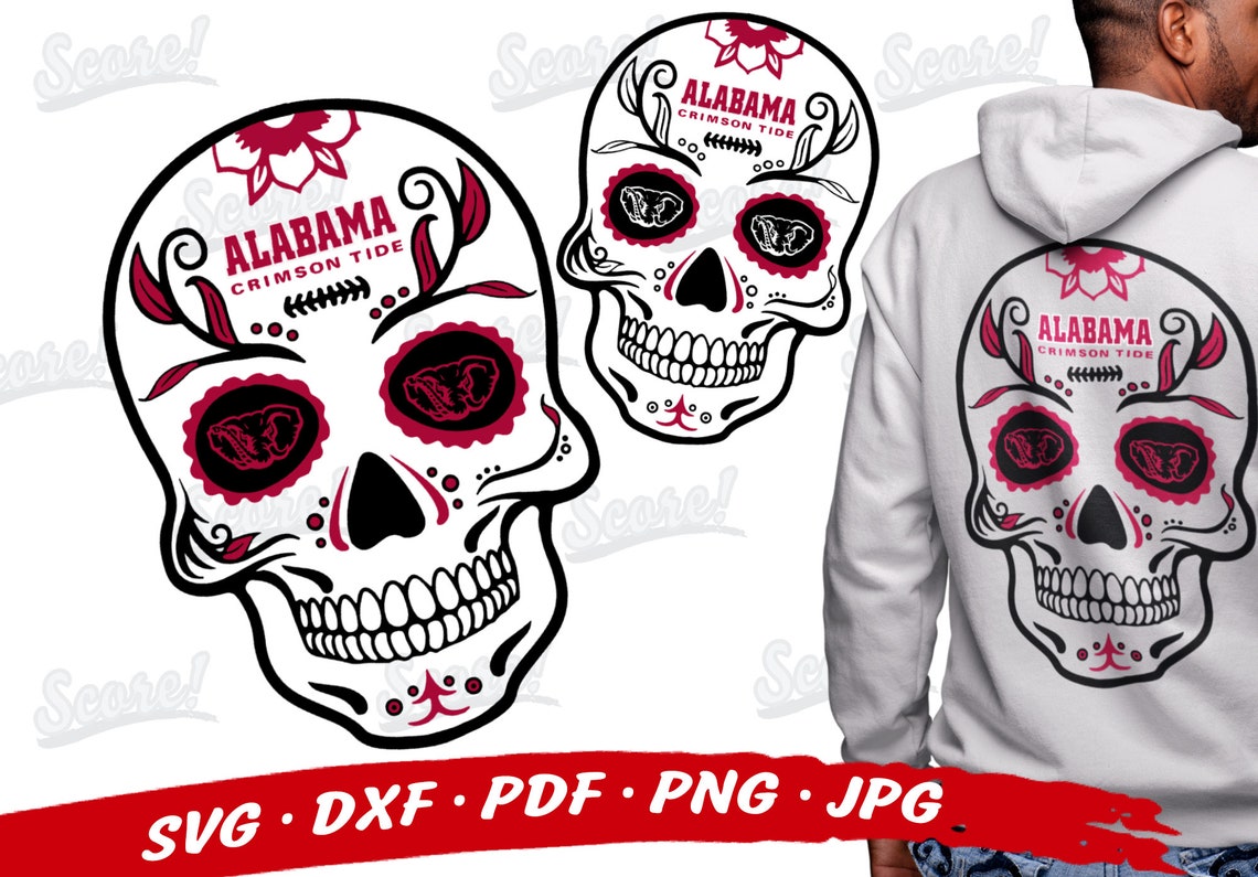 Alabama CRIMSON TIDE Sugar Skull Svg Alabama Crimson Tide | Etsy