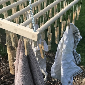 Wooden Clothespin Hanging Drying Rack Clip & Drip Style. Large and ...