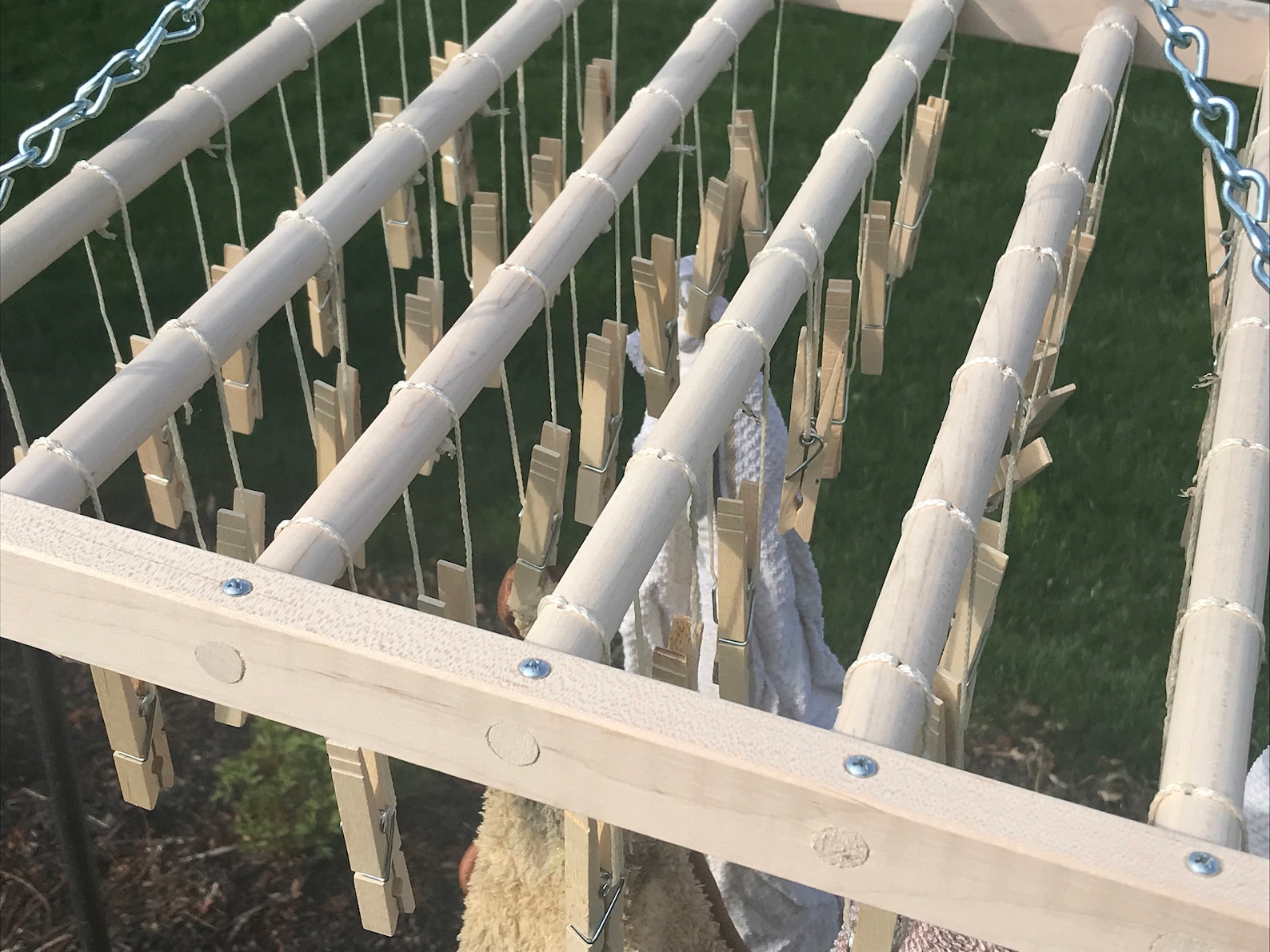 Wooden Clothespin Hanging Drying Rack Clip & Drip Style. Large and ...