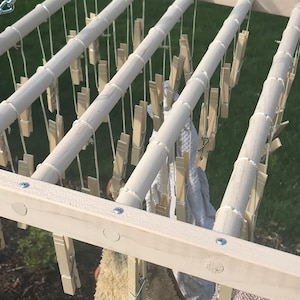 Wooden Clothespin Hanging Drying Rack Clip & Drip Style. Large and ...
