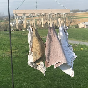 Wooden Clothespin Hanging Drying Rack Clip & Drip Style. Large and ...