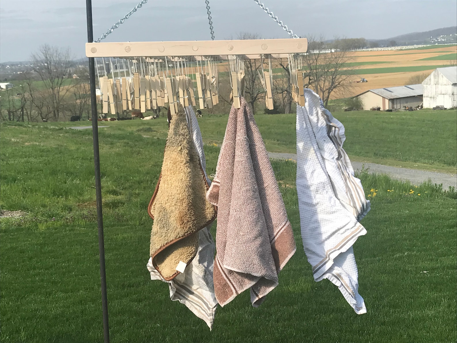 Wooden Clothespin Hanging Drying Rack Clip & Drip Style. Large and ...