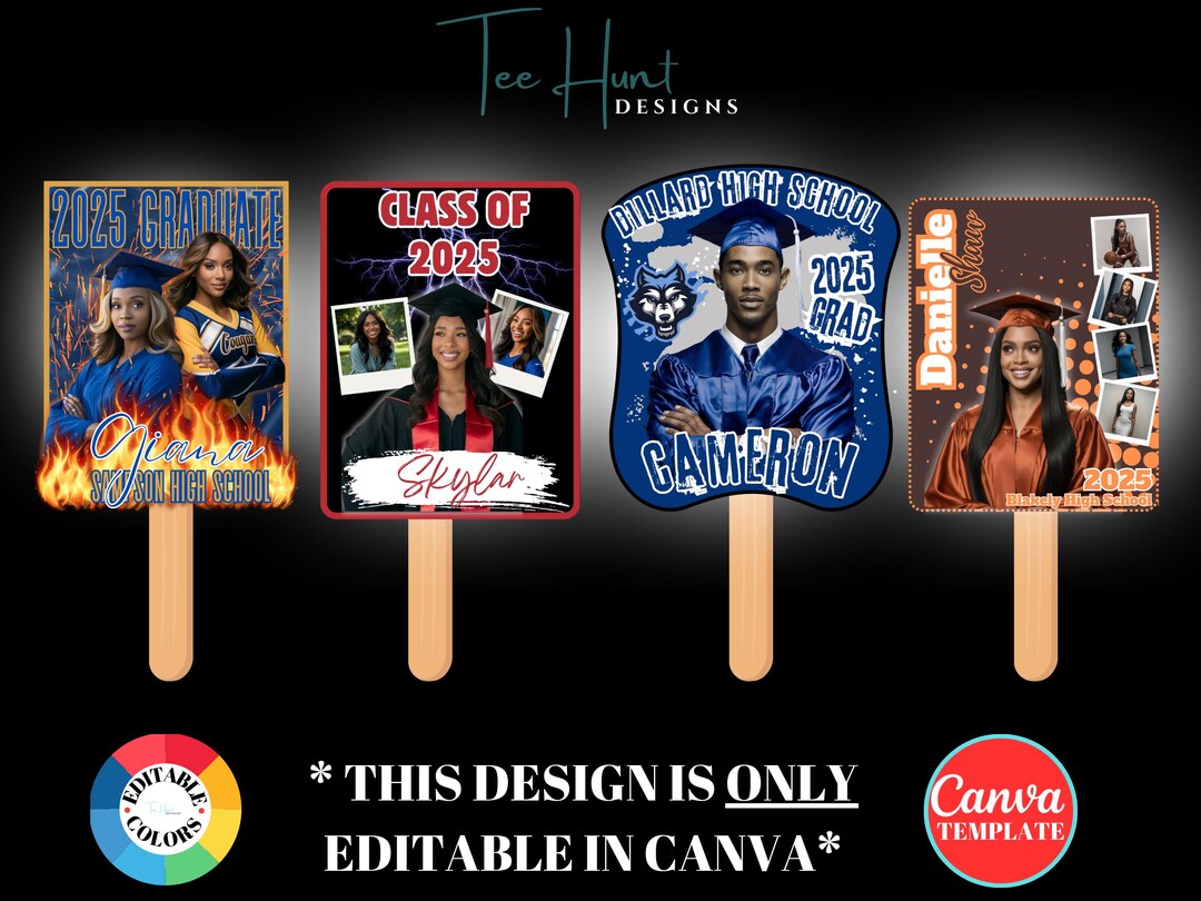 Graduation Fan Template, Canva Template, Custom Grad Favors, Grad 2025 ...