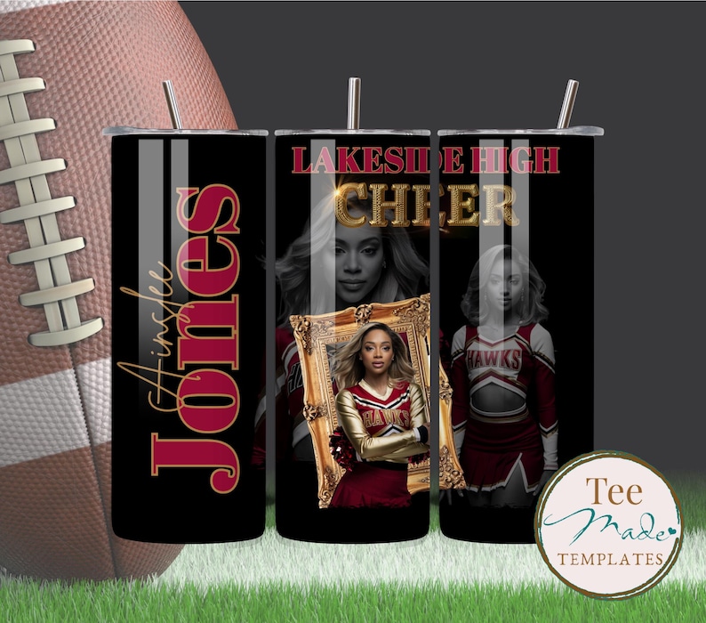 Cheer Tumbler Wrap Template, Cheer Photo Frame Tumbler, Cheer Mom ...