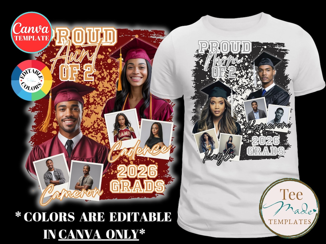 Class of 2026, Graduation Shirt, Canva Template, Sibling Grads, Twins ...