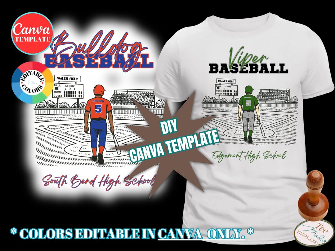 Personalized Baseball Gameday Shirt Design, DIY Canva Template ...