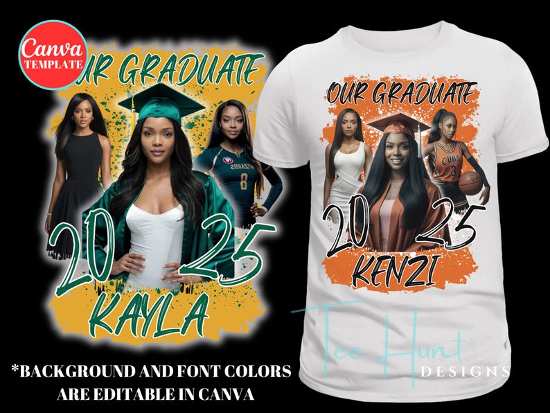 Class of 2025, Canva Graduation Shirt Template, Color Changeable Grad ...