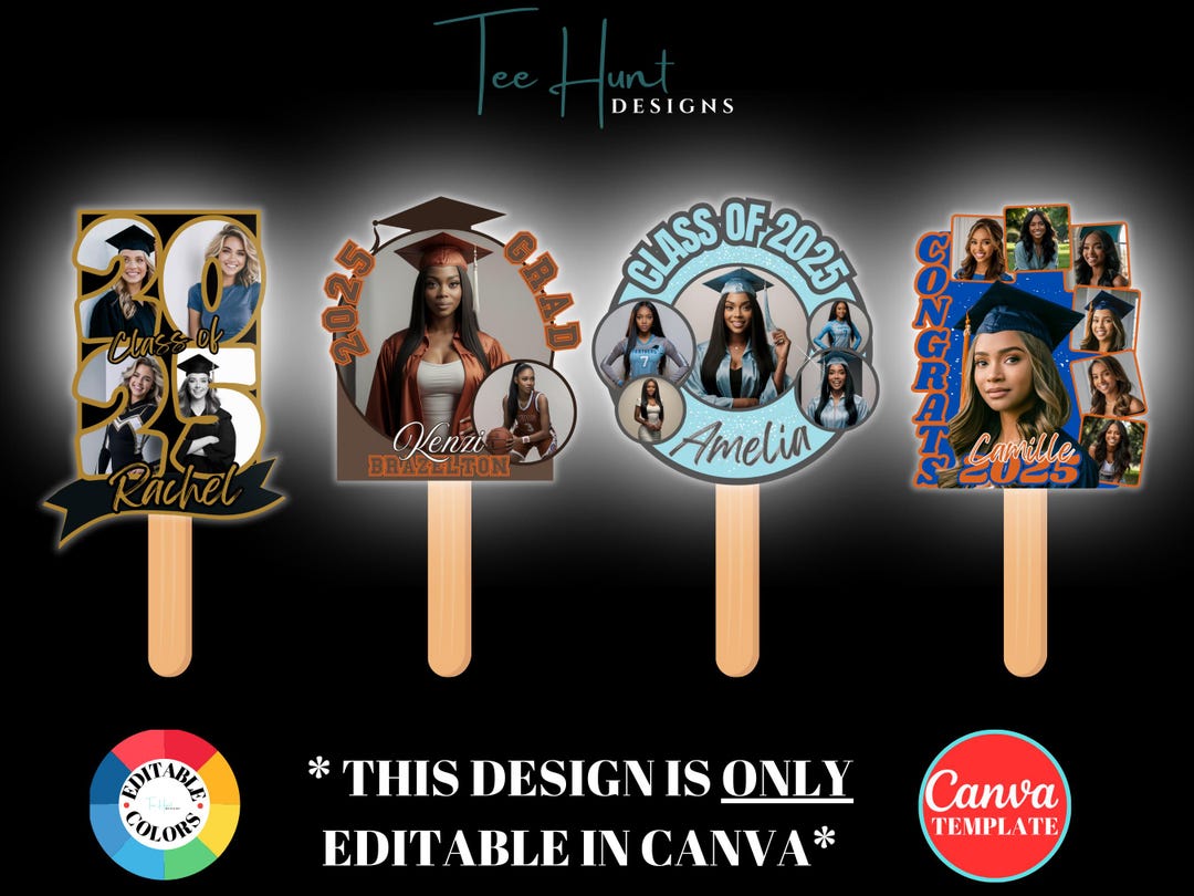 Graduation Fan Template, Canva Template, Custom Grad Favors, Grad 2025 ...