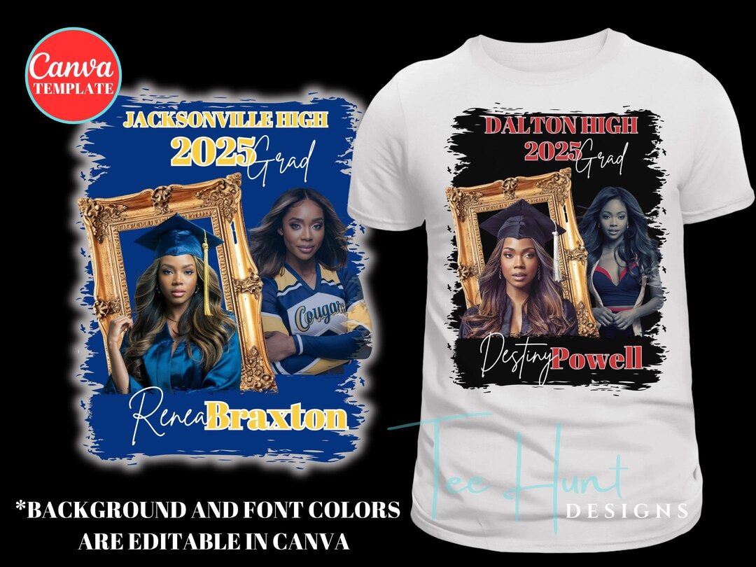Class of 2025, Canva Graduation Shirt Template, Grad T-shirt Template ...