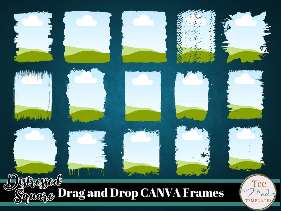 Canva Frames Templates, Distressed Square Frame Bundle, Customizable ...
