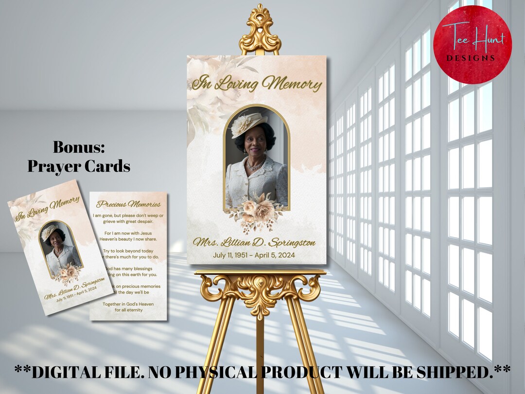 Funeral Welcome Poster, Memorial Sign, Canva Template, Prayer Card ...