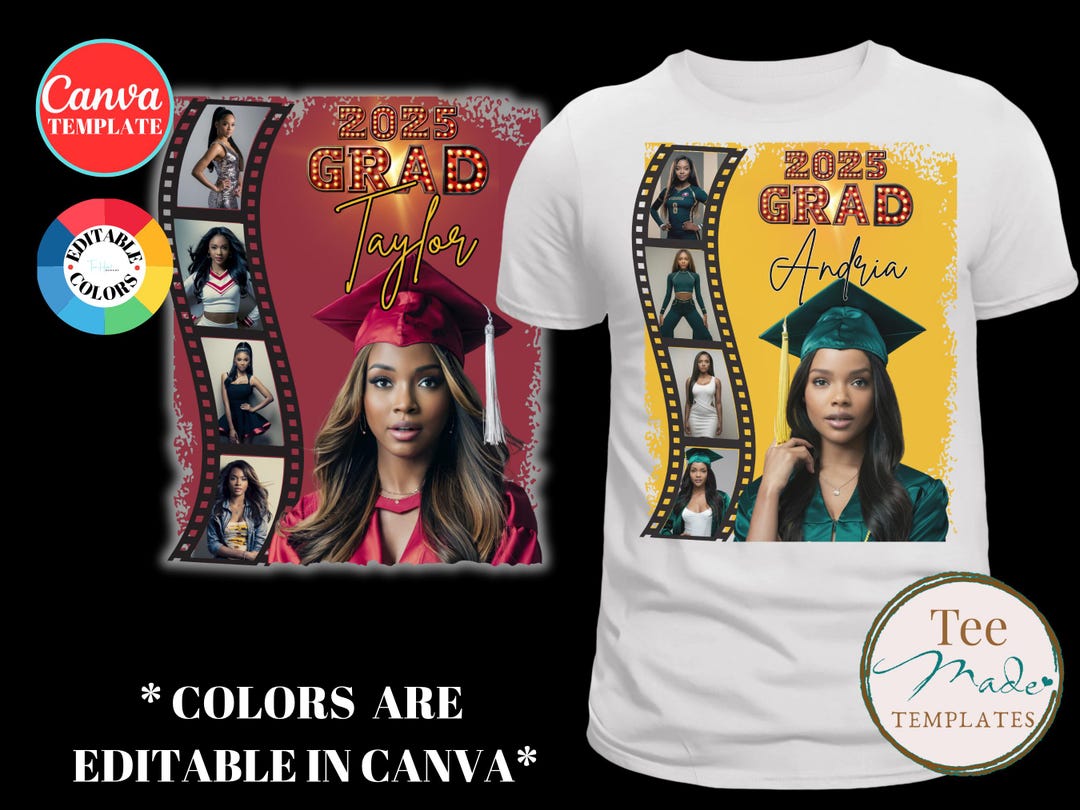 Graduation Template, Class of 2025, Movie Grad Shirt, Film Canva ...