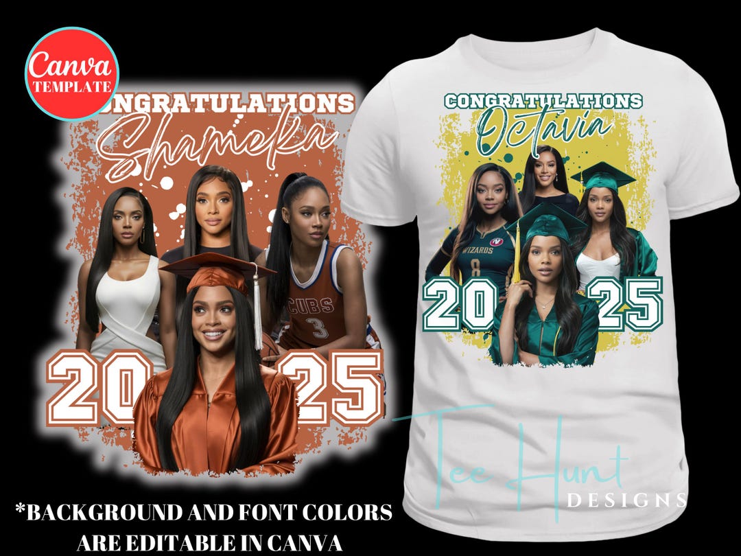2025 Graduate, Canva Graduation Shirt Template, Grad T-shirt Template ...