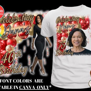 Birthday Tshirt Template W/ Balloons, Red and Gold, Bootleg Shirt ...
