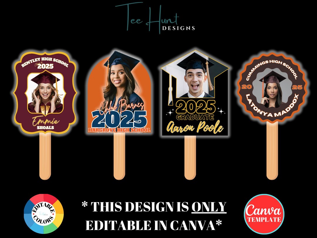 Graduation Fan Template, Canva Template, DIY Custom Grad Favors, Grad ...