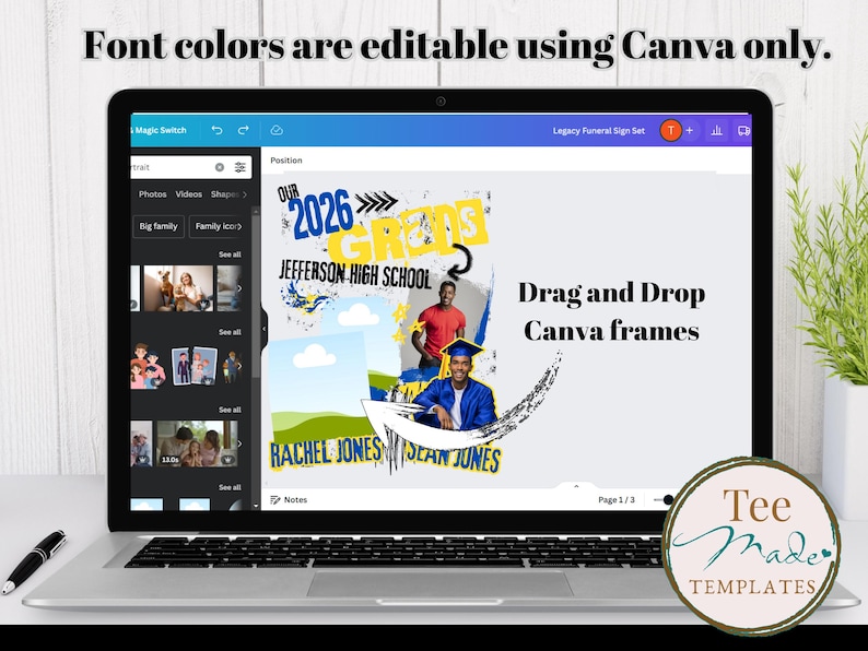 Class of 2026, Graduation Shirt, Canva Template, Sibling Grads, Twins ...