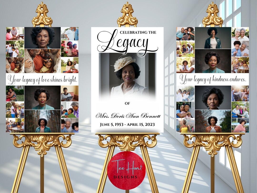 Funeral Poster, Welcome Sign Set, Memorial Photo Collage, Canva ...