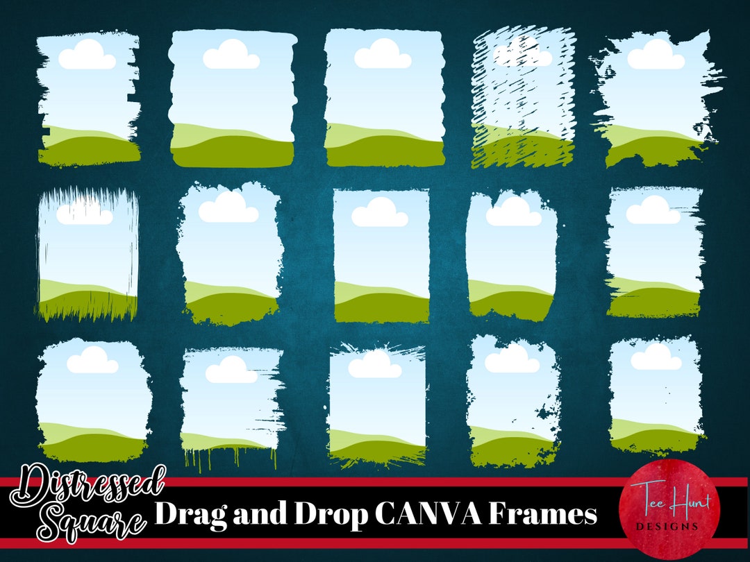 Canva Frames Templates, Distressed Square Frame Bundle, Customizable ...