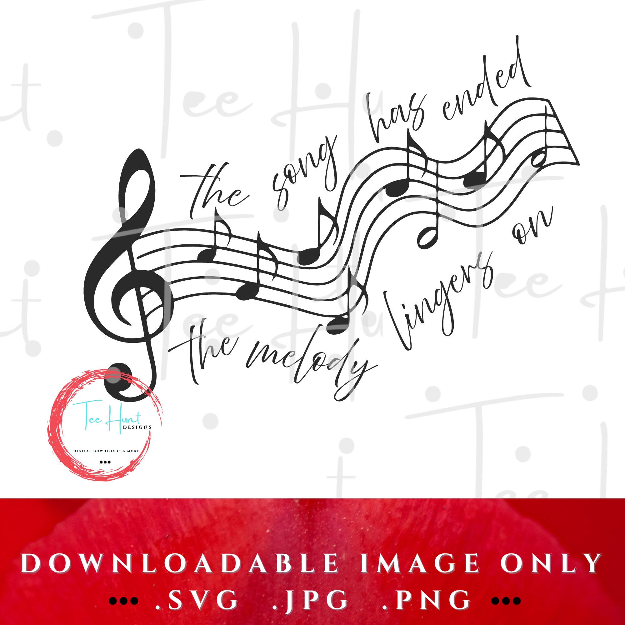 Memorial SVG, in Memory of Design, Grief Gift PNG, Music Notes ...