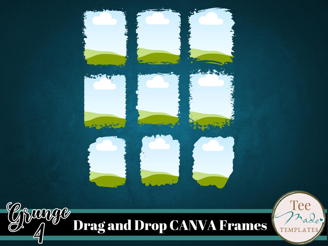 Grunge Canva Frames Templates, Distressed Square Frame Bundle ...