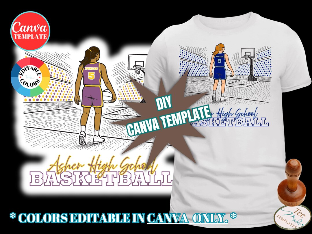 Girls Basketball Shirt, Canva Template, DIY Bball Mom Tshirt, Womens ...