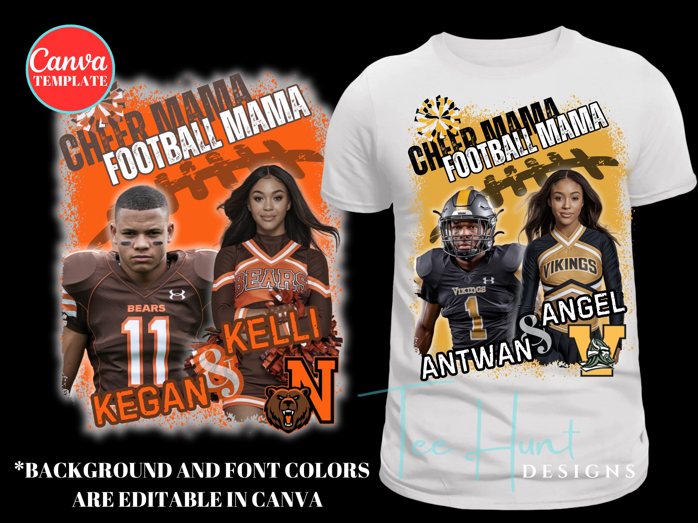 Football and Cheer Tshirt Design, Canva Template, Editable Gameday ...