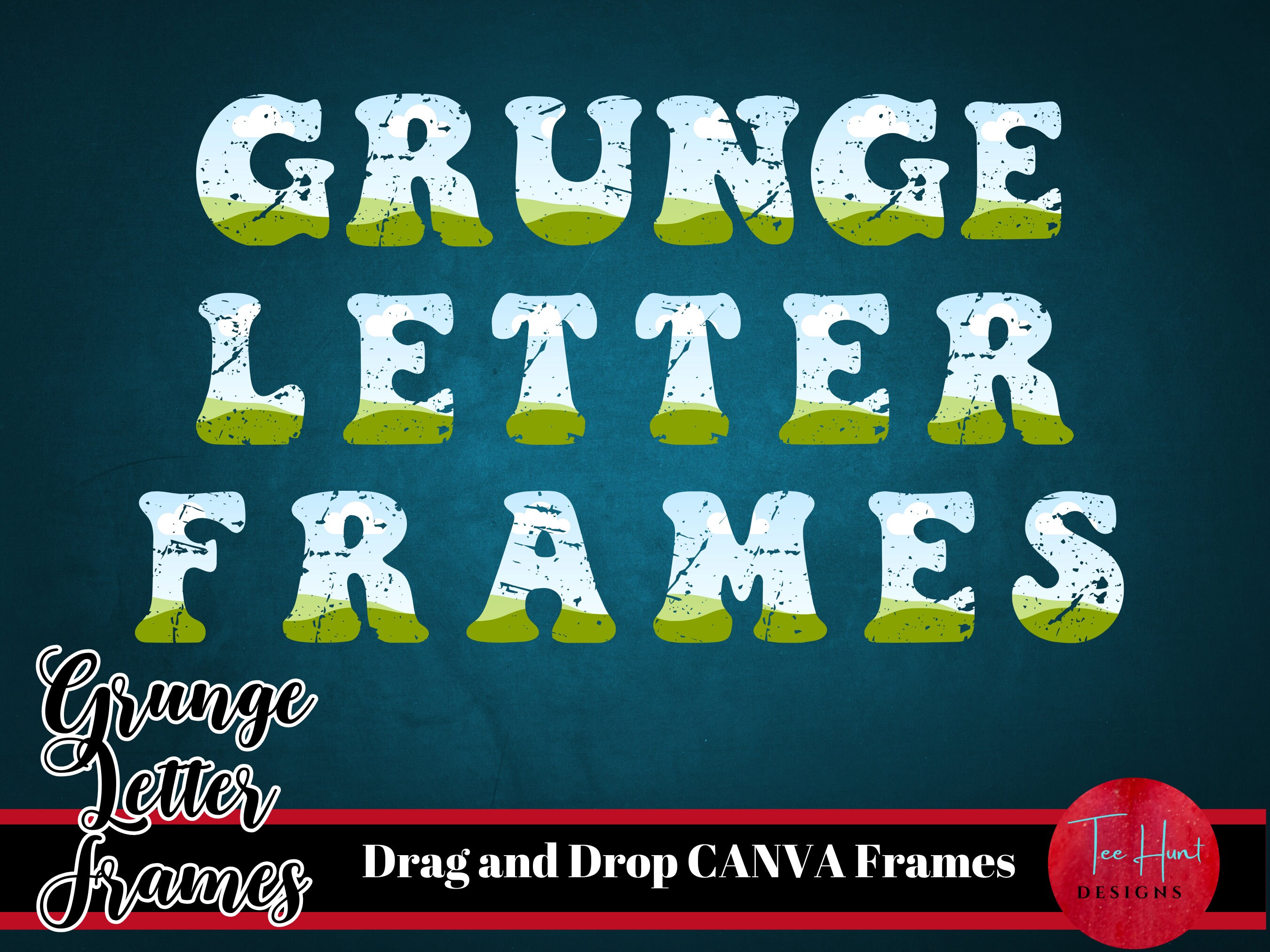 Canva Letter Frames, Grunge Font Bundle, Editable Template, Fillable ...